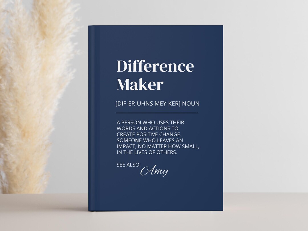 Difference Maker Noun Journal, Personalized Inspirational Gift, Custom ...