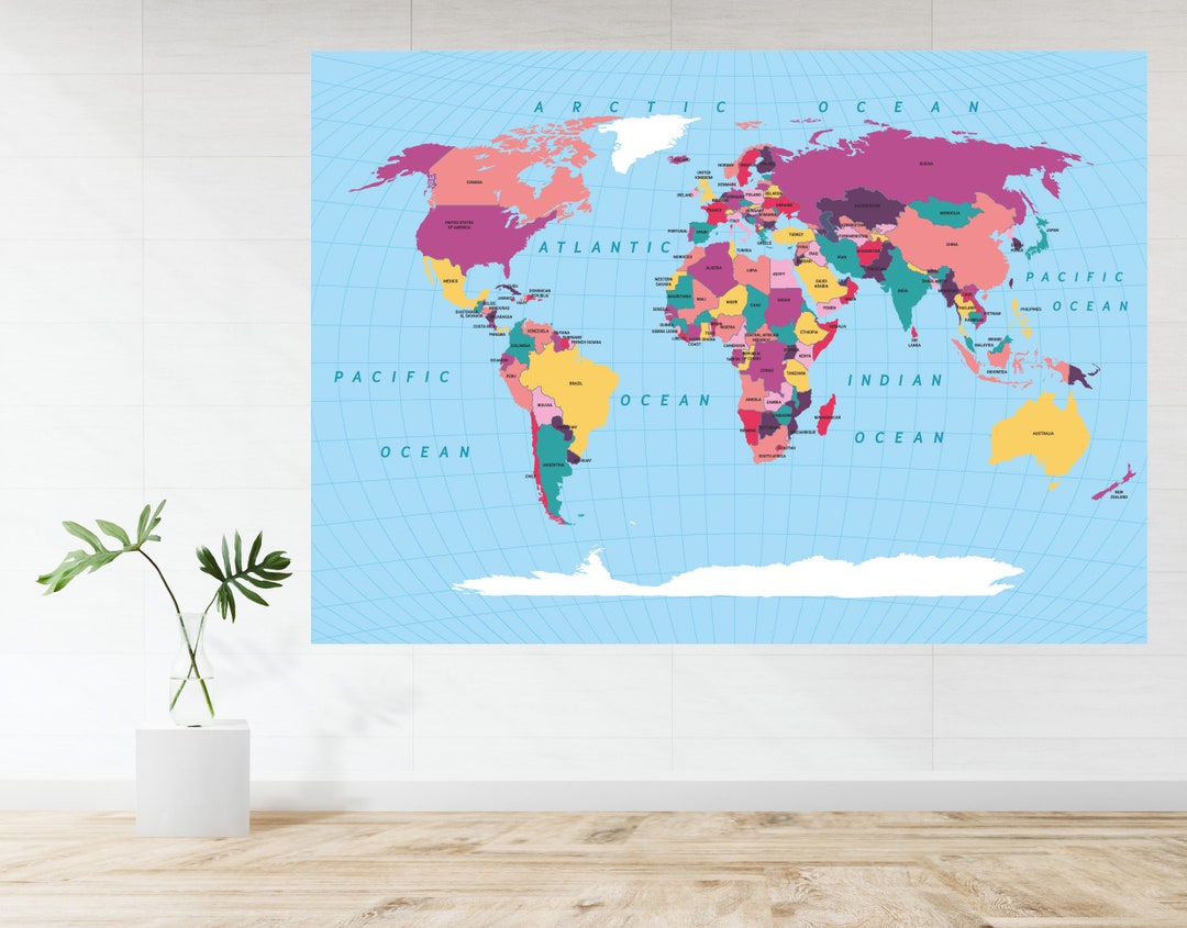 World Map Atlas Educational Large Poster Art Print Gift A0 A1 A2 A3 A4 ...