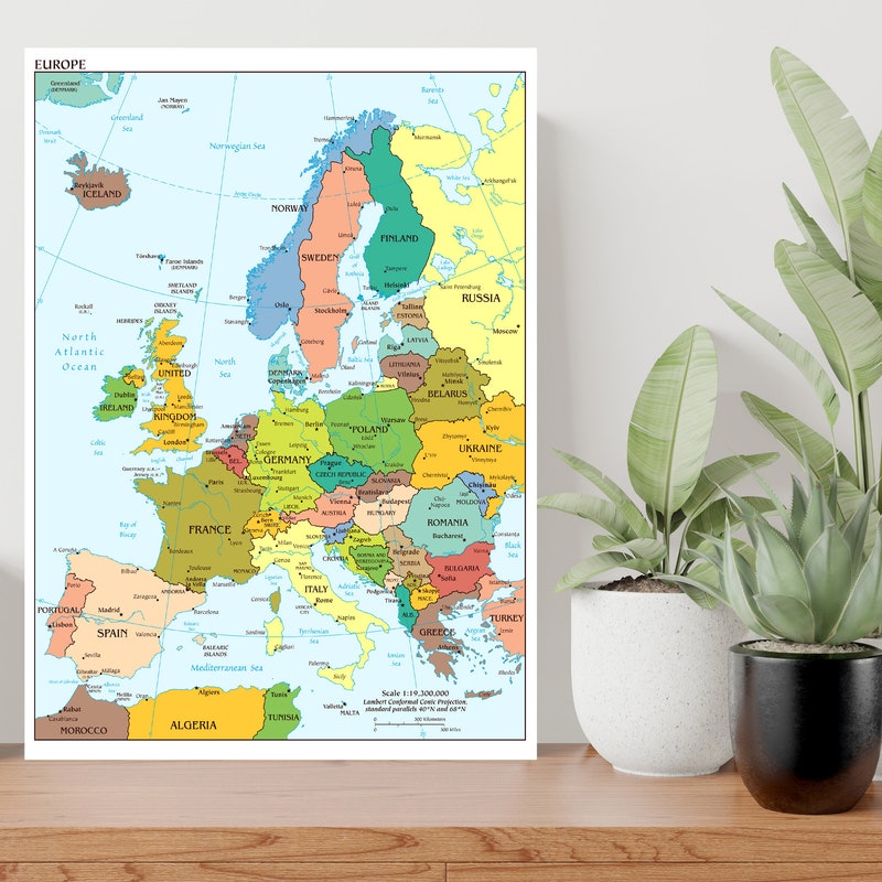 Europe Map Art Poster - Etsy UK