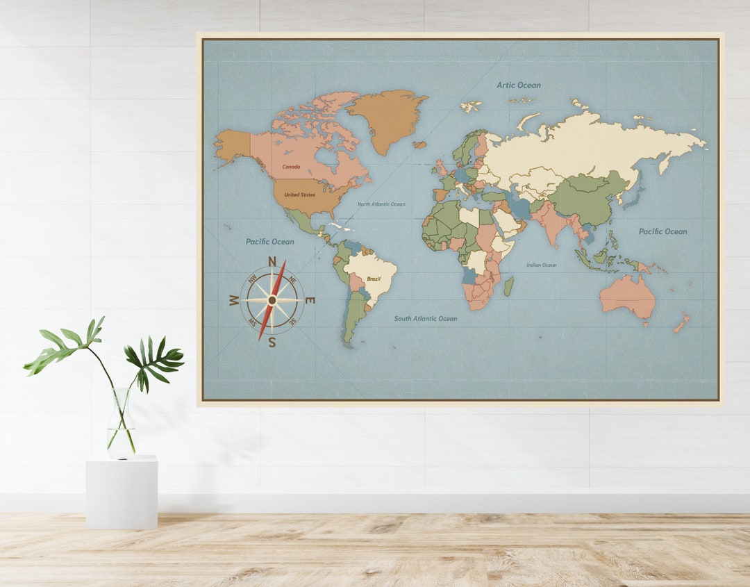 World Map Atlas Large Poster Art Print Gift A0 A1 A2 A3 A4 A5 - Etsy