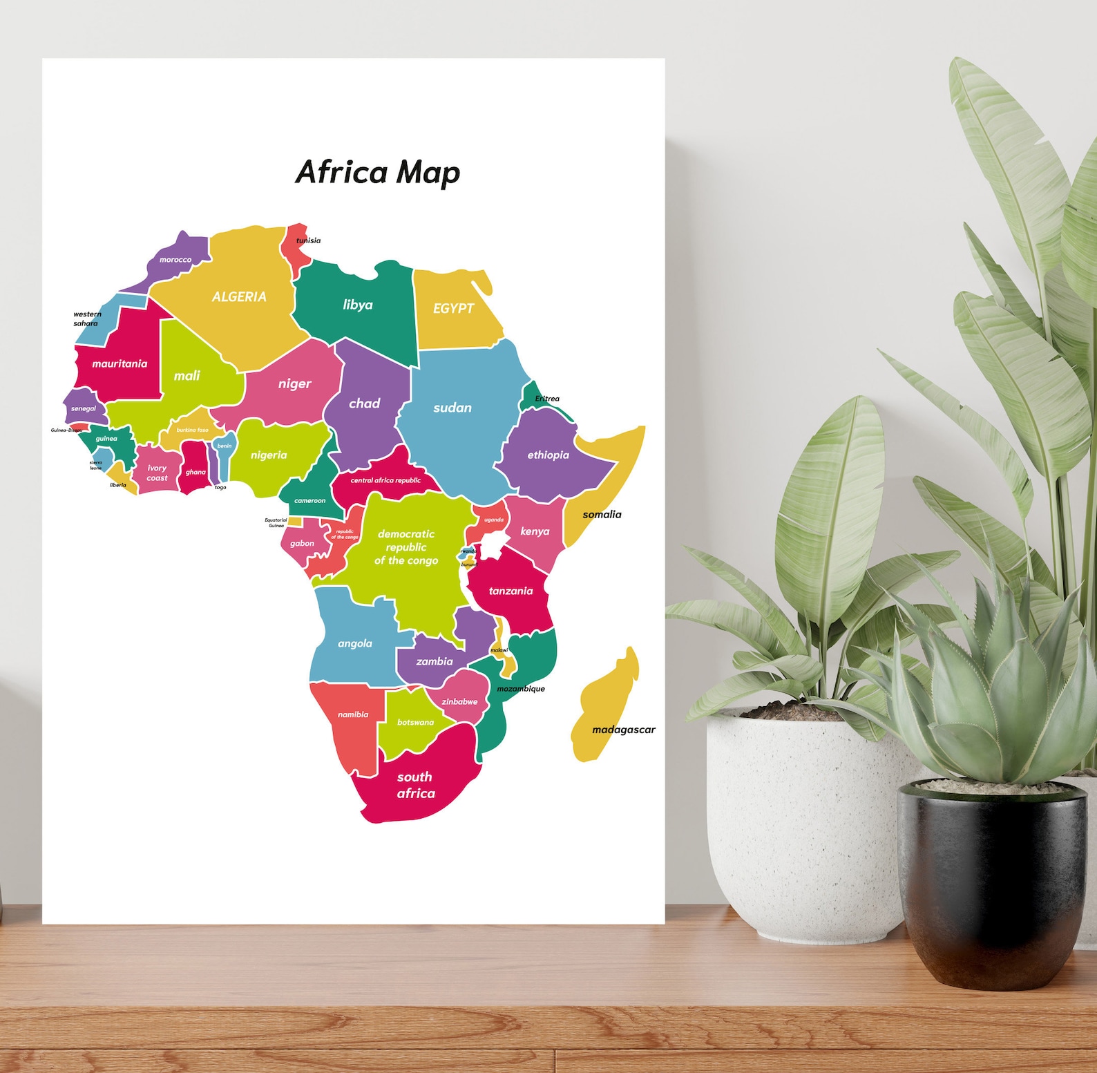 Map of Africa Large Educational Poster Wall Art Print Custom Gift A0 A1 ...