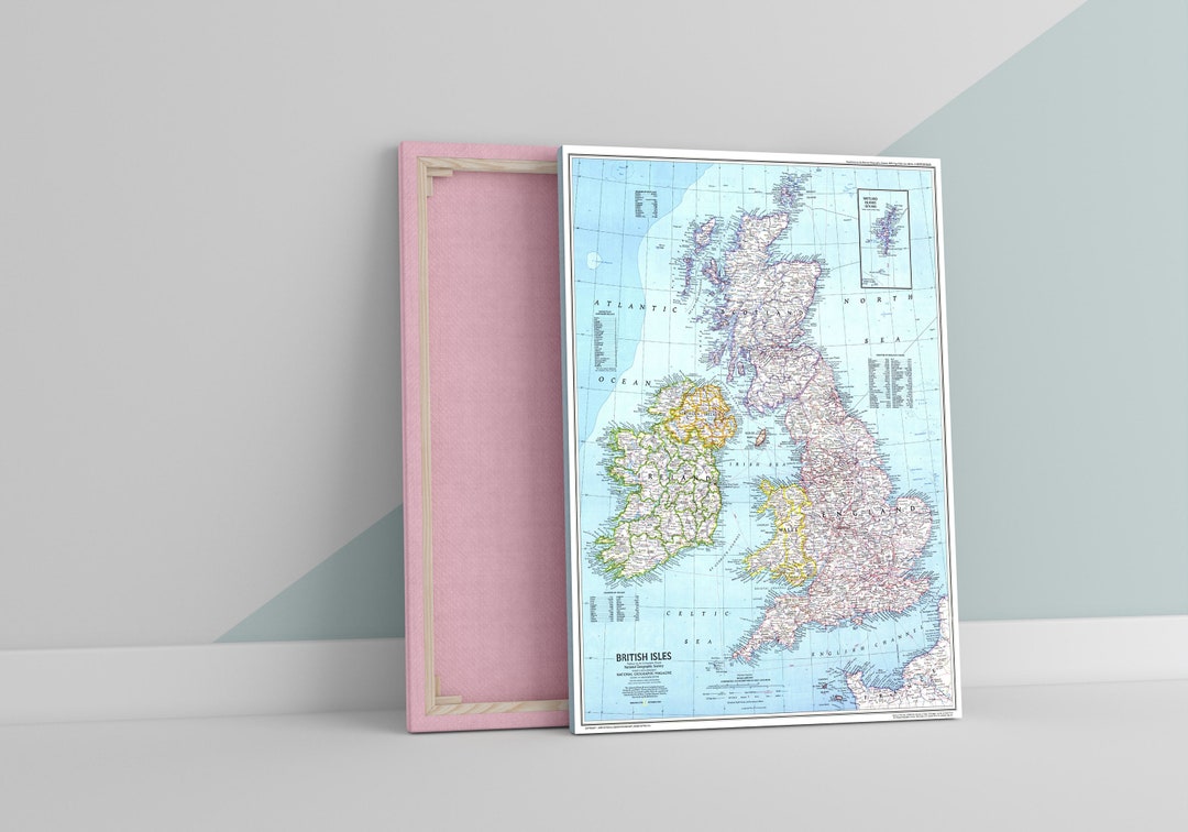 Map of Great Britain UK Large CANVAS Art Print Gift A0 A1 A2 A3 A4 - Etsy