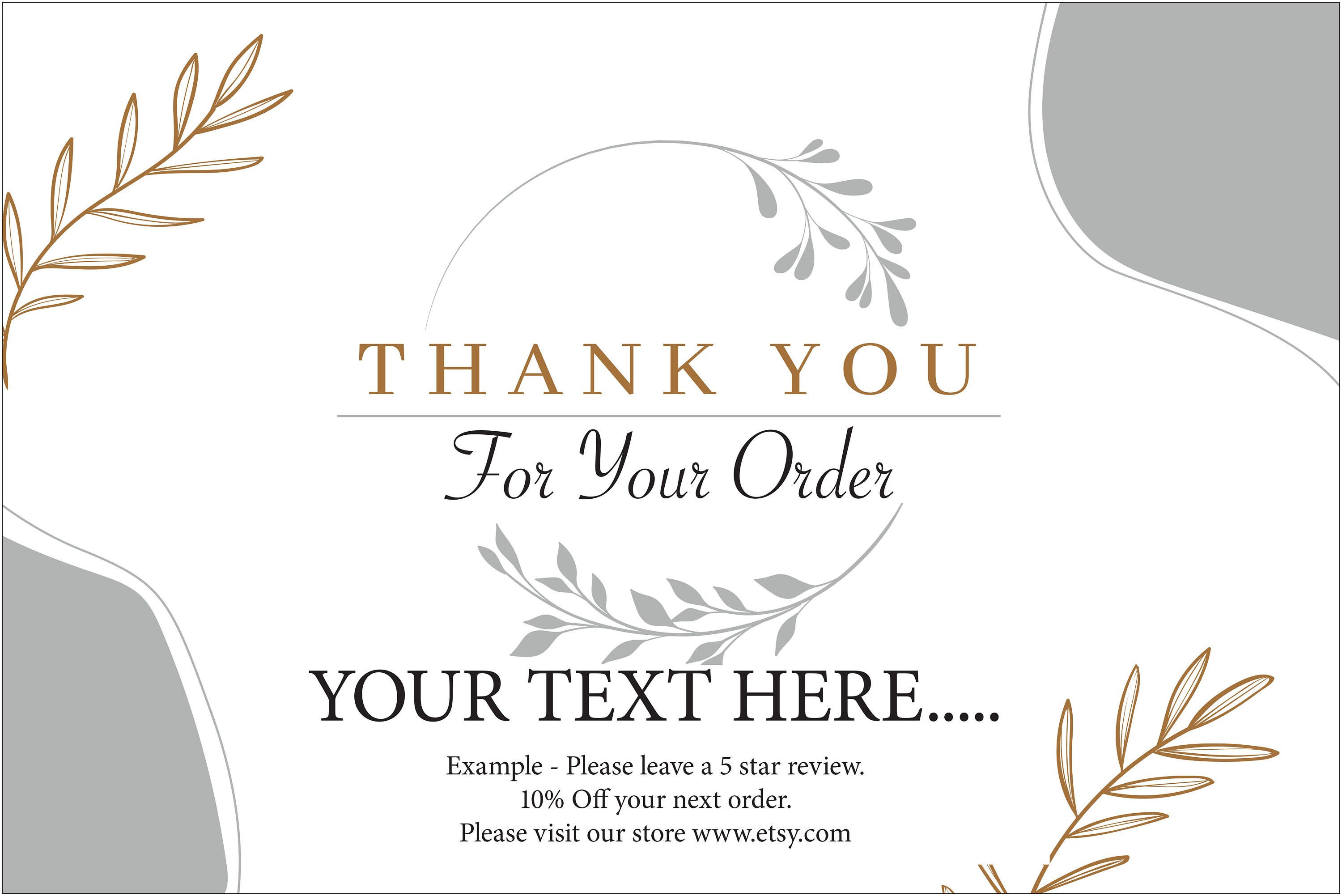 Business Customised Thank You for Your Order Card Add Your Text Print ...