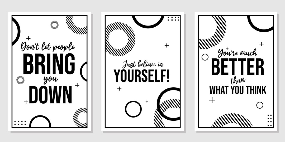 Set of 3 Motivational Inspirational Feel Good Quotes Art Large Poster ...