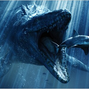 Jurassic Dinosaur Shark Large Poster Art Print Gift A0 A1 A2 A3 A4 A5 ...