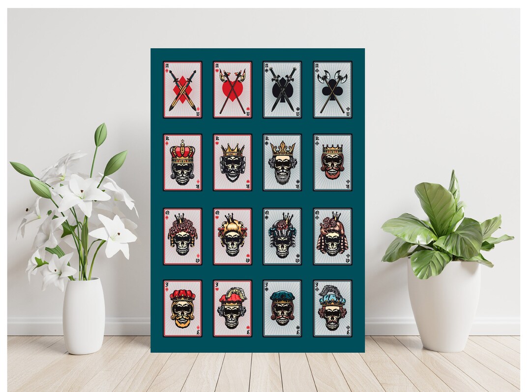Gothic Playing Card Art Joker King Queen Large Poster Print Custom Gift ...