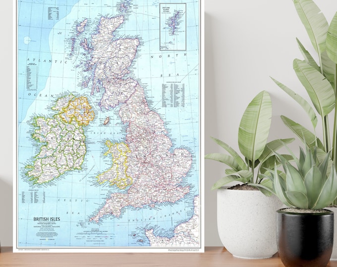 Map of Great Britain UK Large Poster Art Print Gift A0 A1 A2 A3 A4 A5 ...