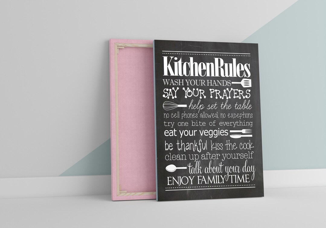 Kitchen Rules Funny Quote Type Large CANVAS Art Print Gift A0 A1 A2 A3 ...