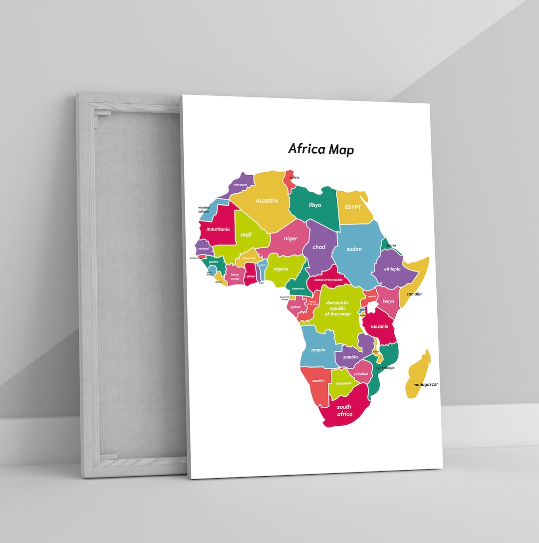 Map of Africa Large Educational CANVAS Art Print Gift A0 A1 A2 A3 A4 - Etsy