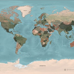 World Map Atlas Detailed Educational Large CANVAS Art Print Gift A0 A1 ...