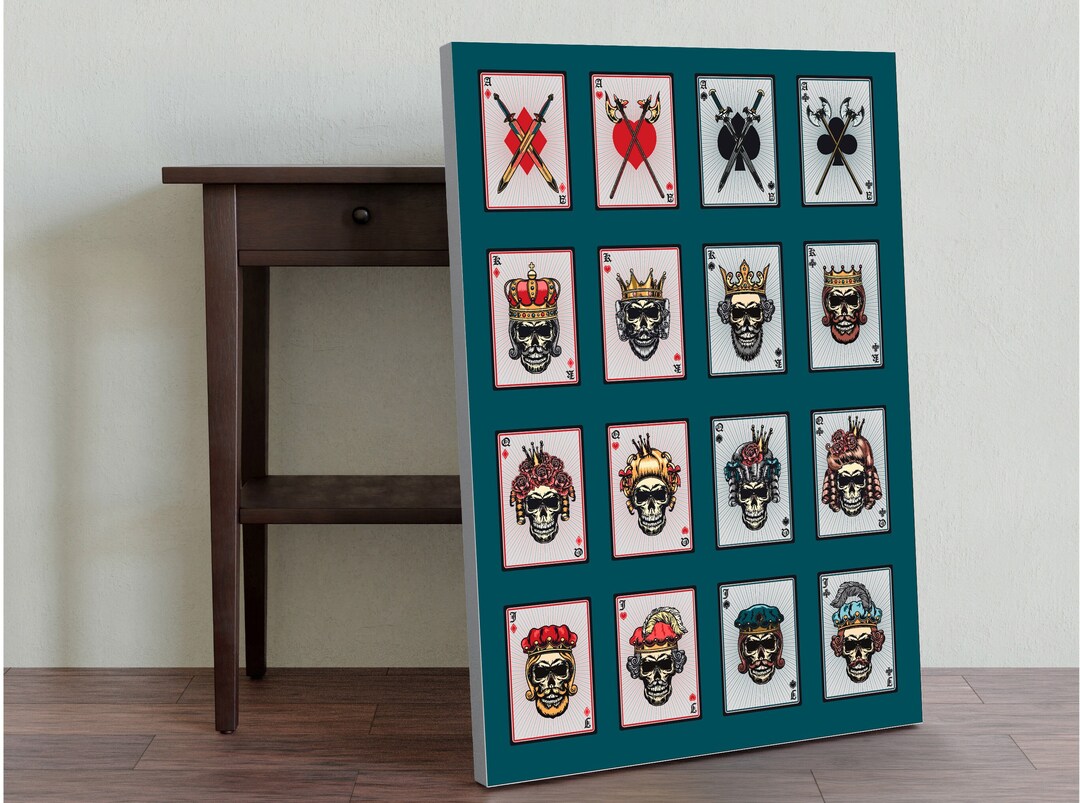 Gothic Playing Card Art Joker King Queen Large CANVAS Art Print Gift A0 ...