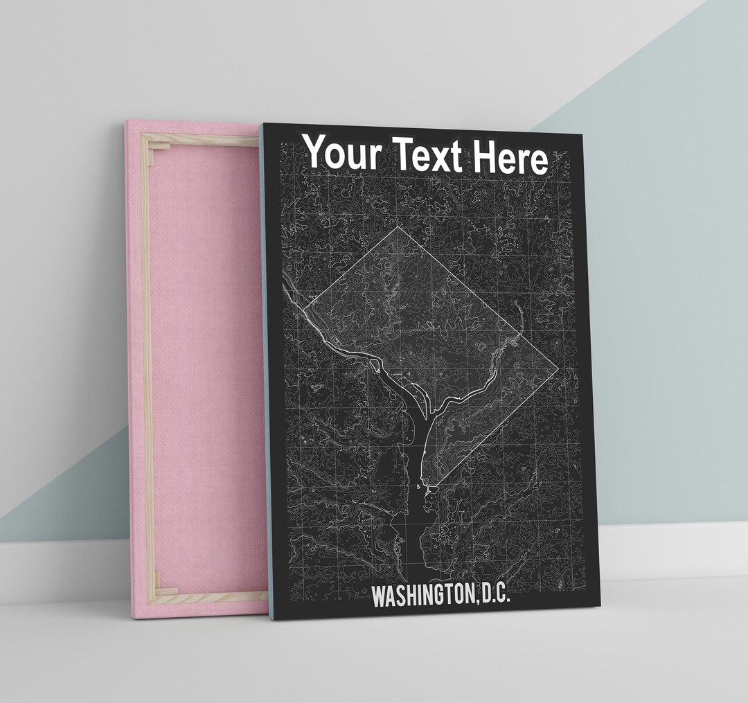 Custom City Map WASHINGTON DC Personalised Large CANVAS Art Custom ...
