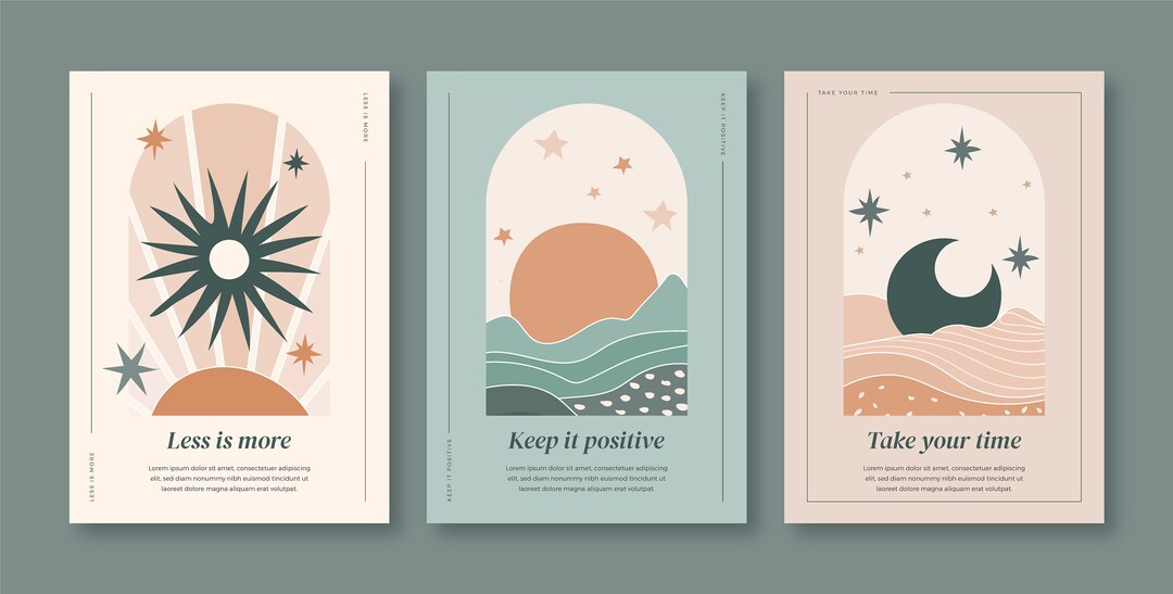 Set of 3 Boho Modern Abstract Motivational Positive Quote Art Large ...