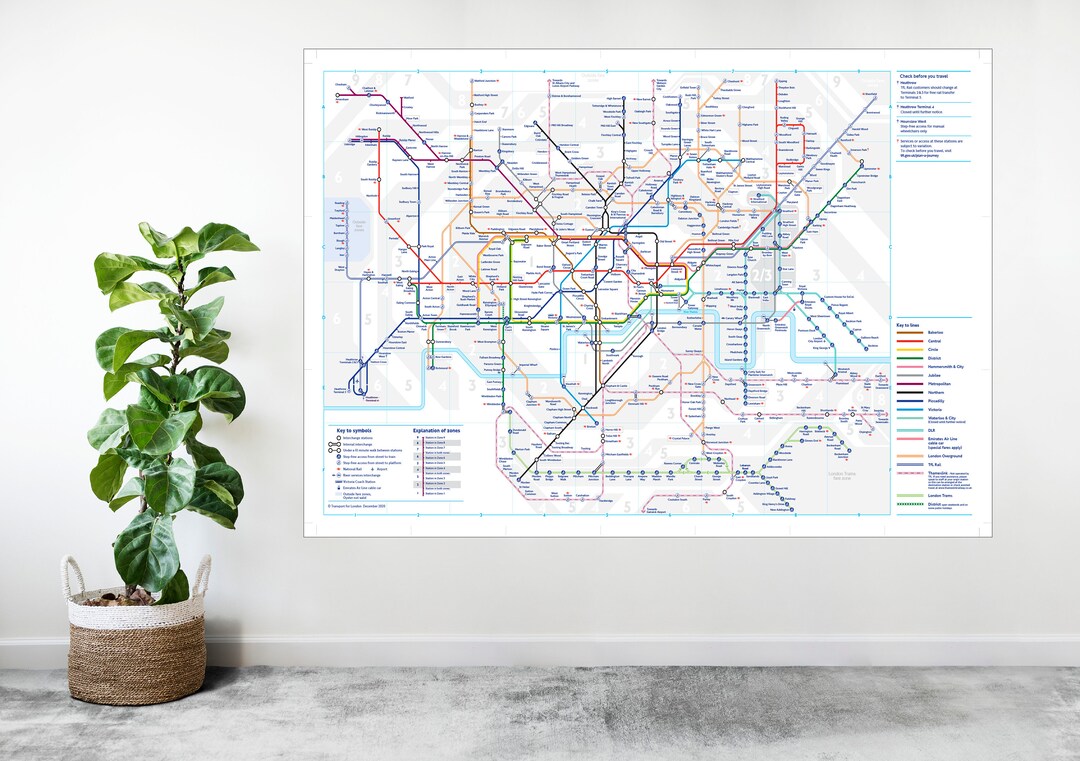 London Underground Tube Map Large Poster Art Print Custom Gift - Etsy ...