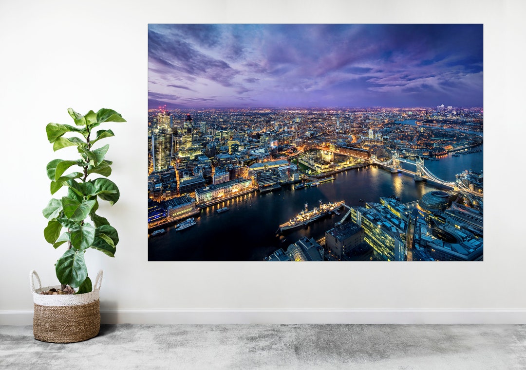 London at Night Cityscape Large Poster Art Print Gift A0 A1 A2 A3 A4 A5 ...