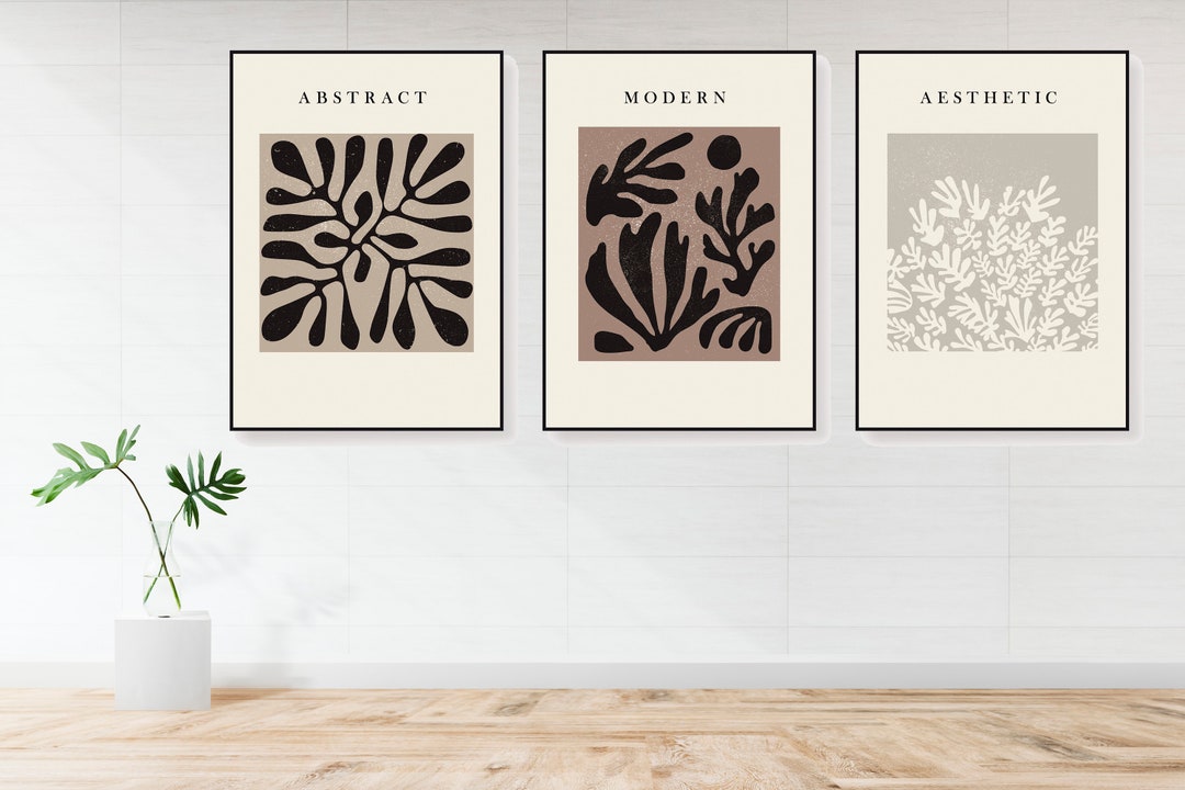 Abstract Modern Aesthetic Flower Art Large CANVAS Set of 3 Gift A0 A1 ...