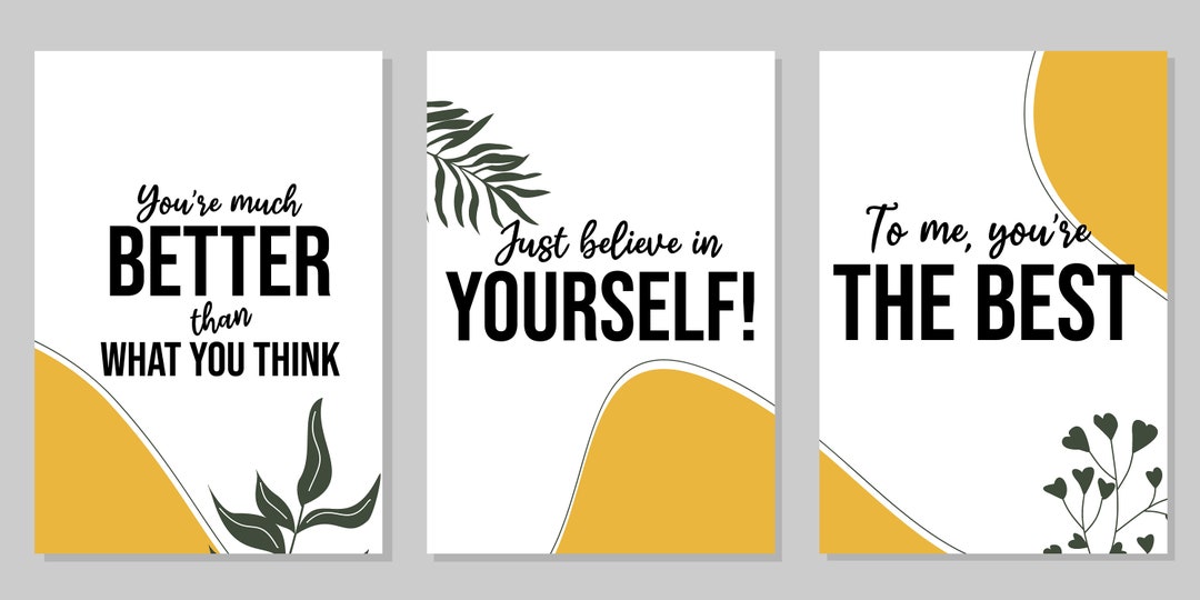 Set of 3 Motivational Inspirational Feel Good Quotes Art Large Poster ...