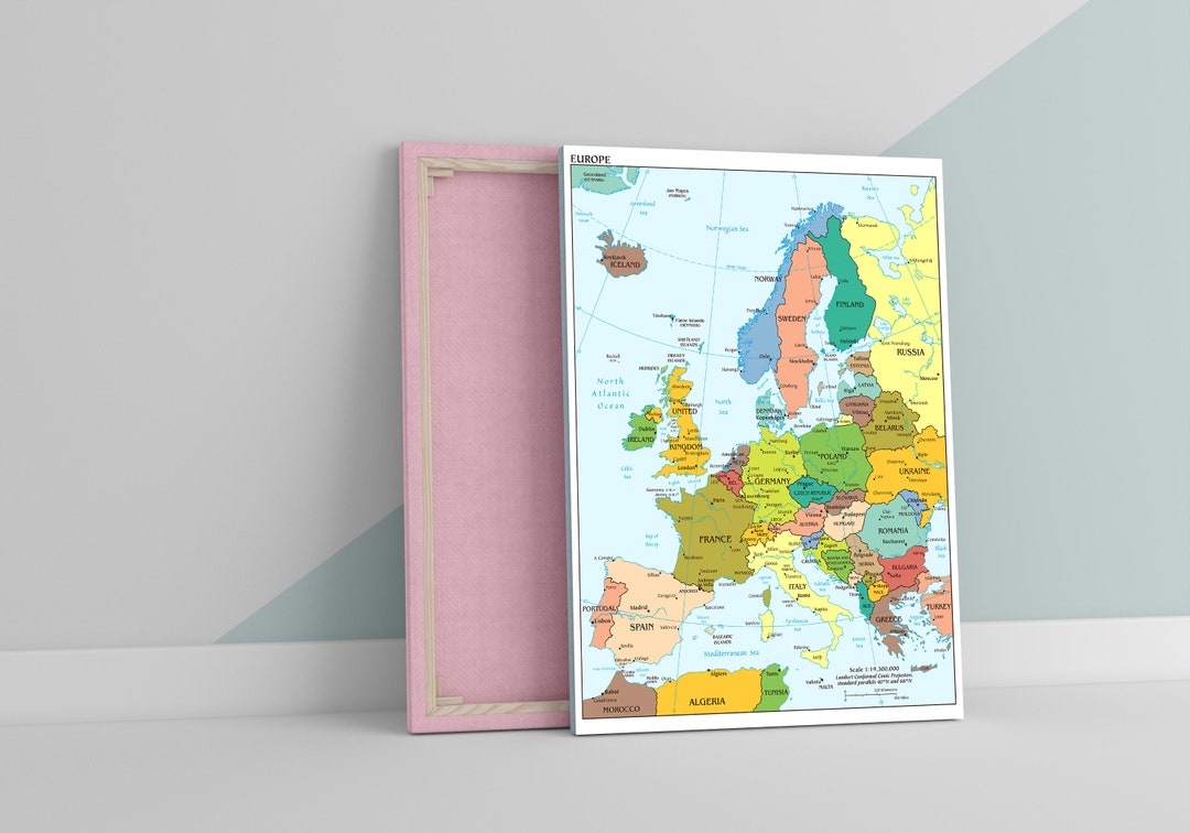 Map of Europe EU Large CANVAS Art Print Gift A0 A1 A2 A3 A4 - Etsy