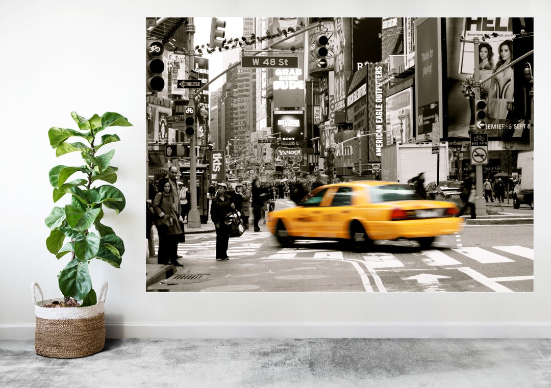 New York City Yellow Taxi Cab Cityscape Poster Art Print Gift A0 A1 A2 ...