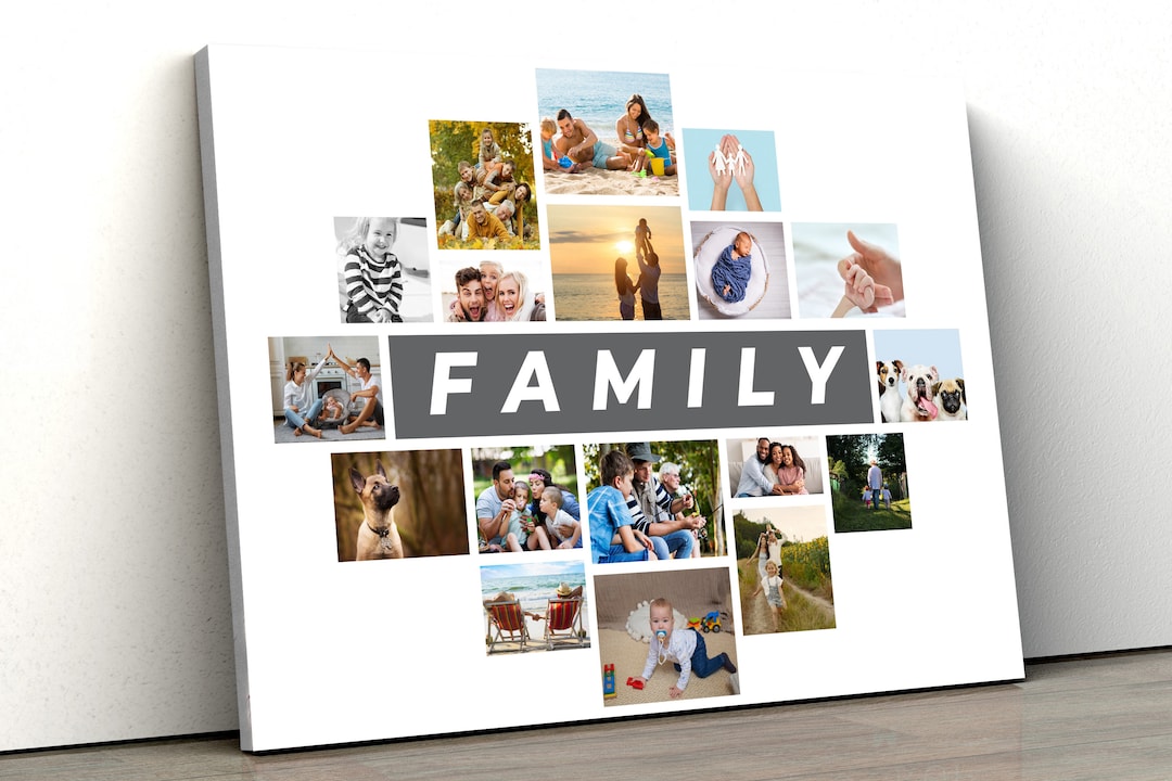 Custom Photo Collage Personalised Text Images Large CANVAS Wall Art ...
