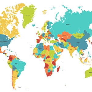 World Map Atlas Educational Large Poster Art Print Gift - A1 LAMINATED ...