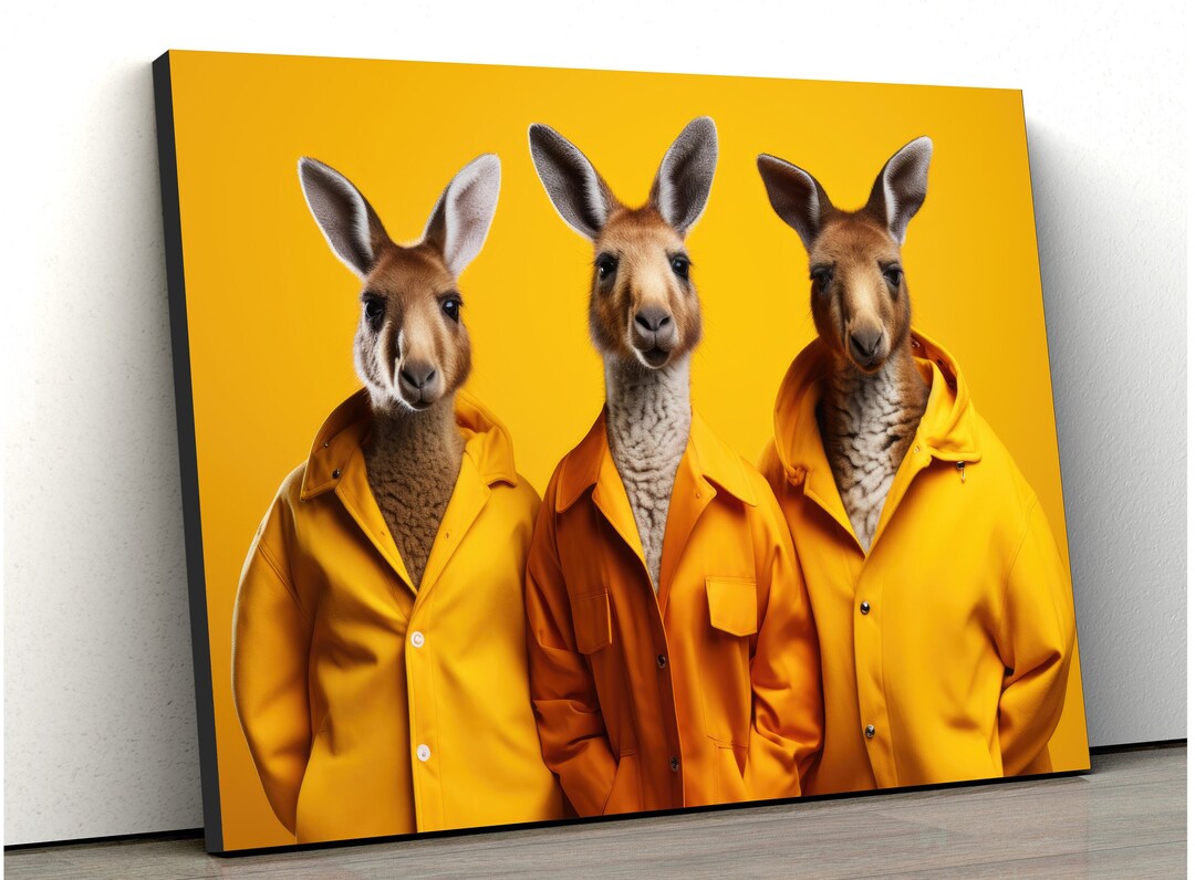 Funny Kangaroo Wearing Trench Coat Wall Art Large CANVAS Print Gift A0 ...