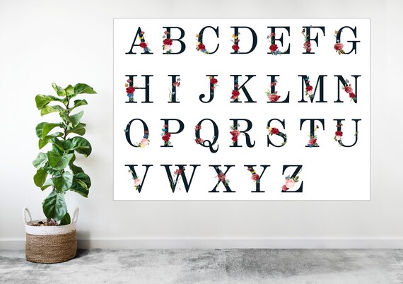 Floral Alphabet Lettering Beautiful Flower A Z Large Poster - Etsy