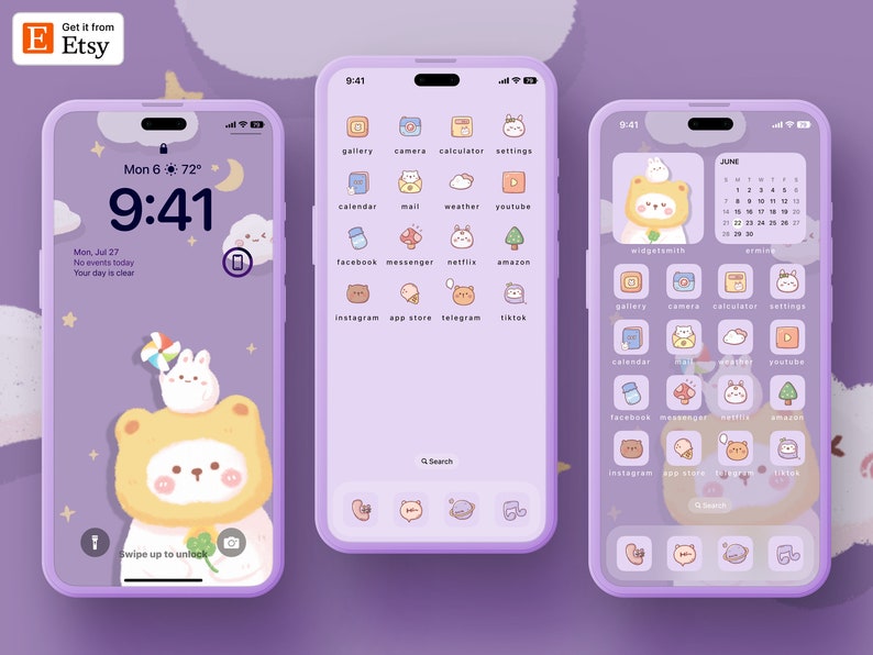 75 Cute Purple Bear App Icons Iphone Theme Ios Icon Pack - Etsy
