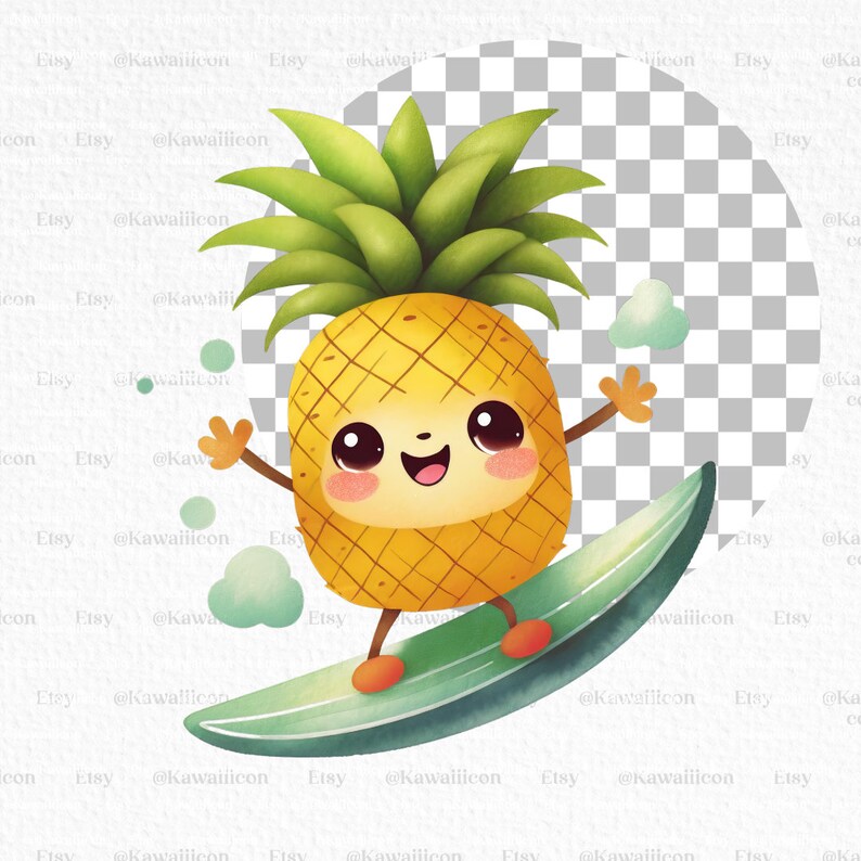 Pineapple Clipart Cute Pineapple PNG Summer Fruit Art - Etsy