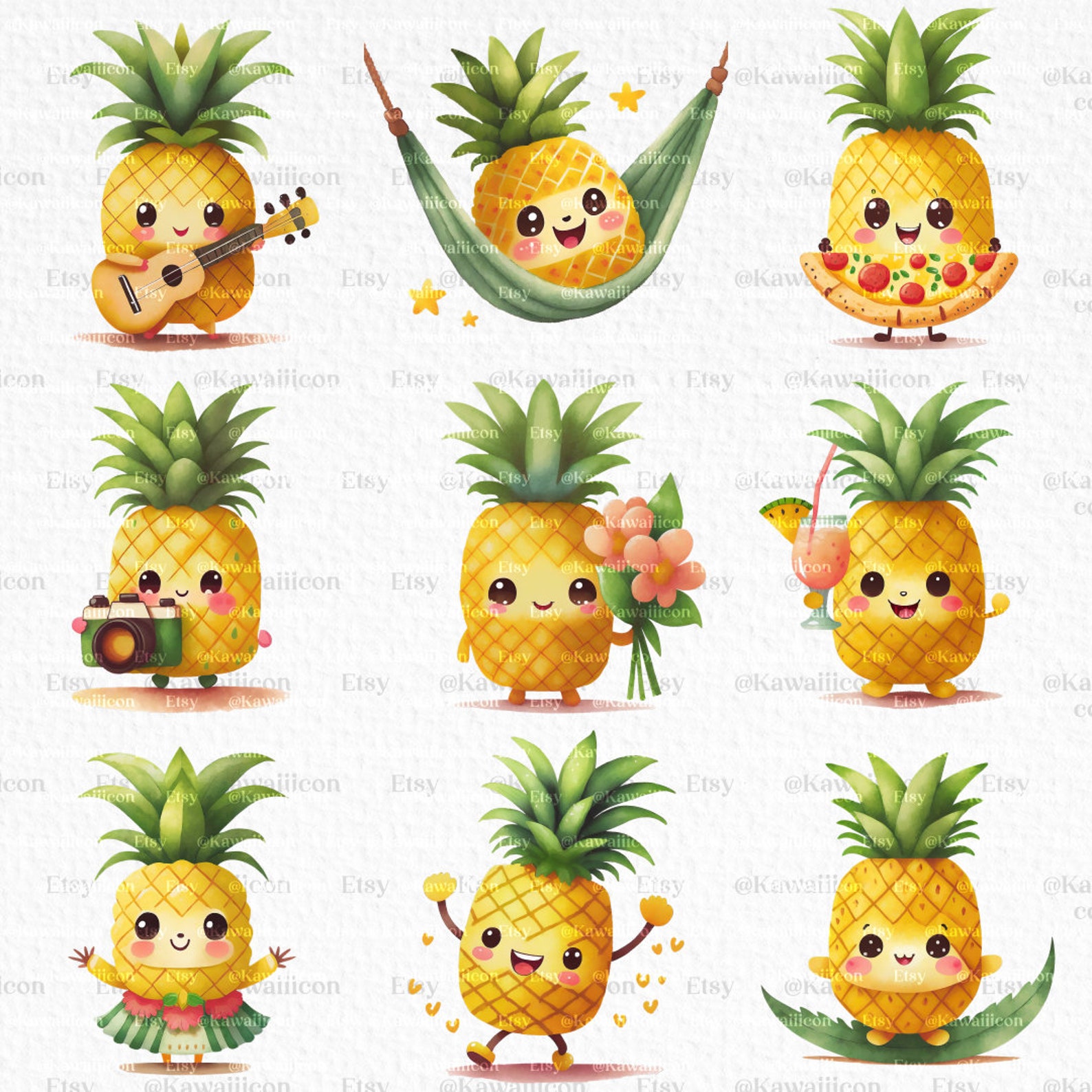Pineapple Clipart Cute Pineapple PNG Summer Fruit Art - Etsy