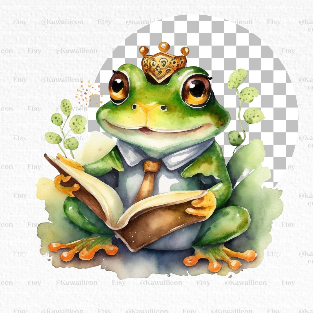 Frog Prince Clipart Watercolor Frog Frog PNG Frog Bundle - Etsy
