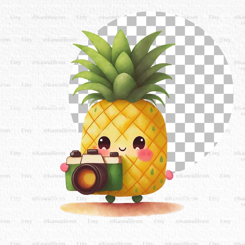 Pineapple Clipart Cute Pineapple PNG Summer Fruit Art - Etsy