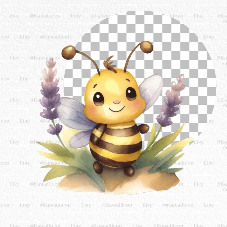 Watercolor Cute Bee Bee Clipart PNG Bee and Flower - Etsy