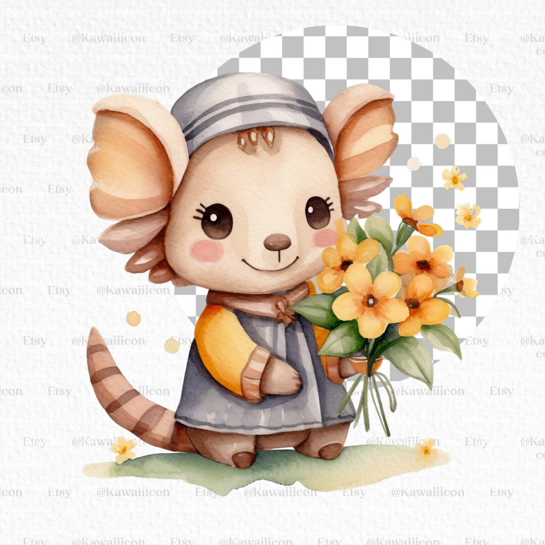 Cute Animal Clipart, Watercolor Baby Animals PNG, Hand-painted ...