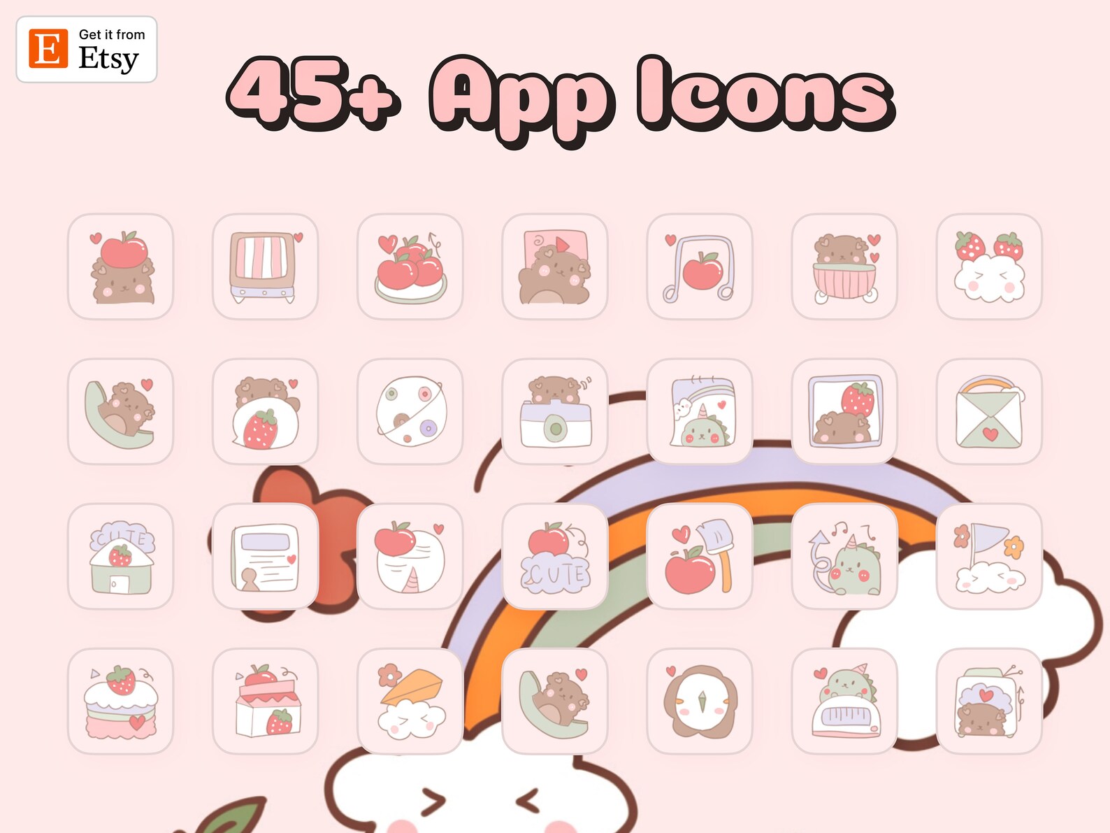 45 Cute Pink Yogurt App Icons Iphone Theme Ios Icon Pack - Etsy