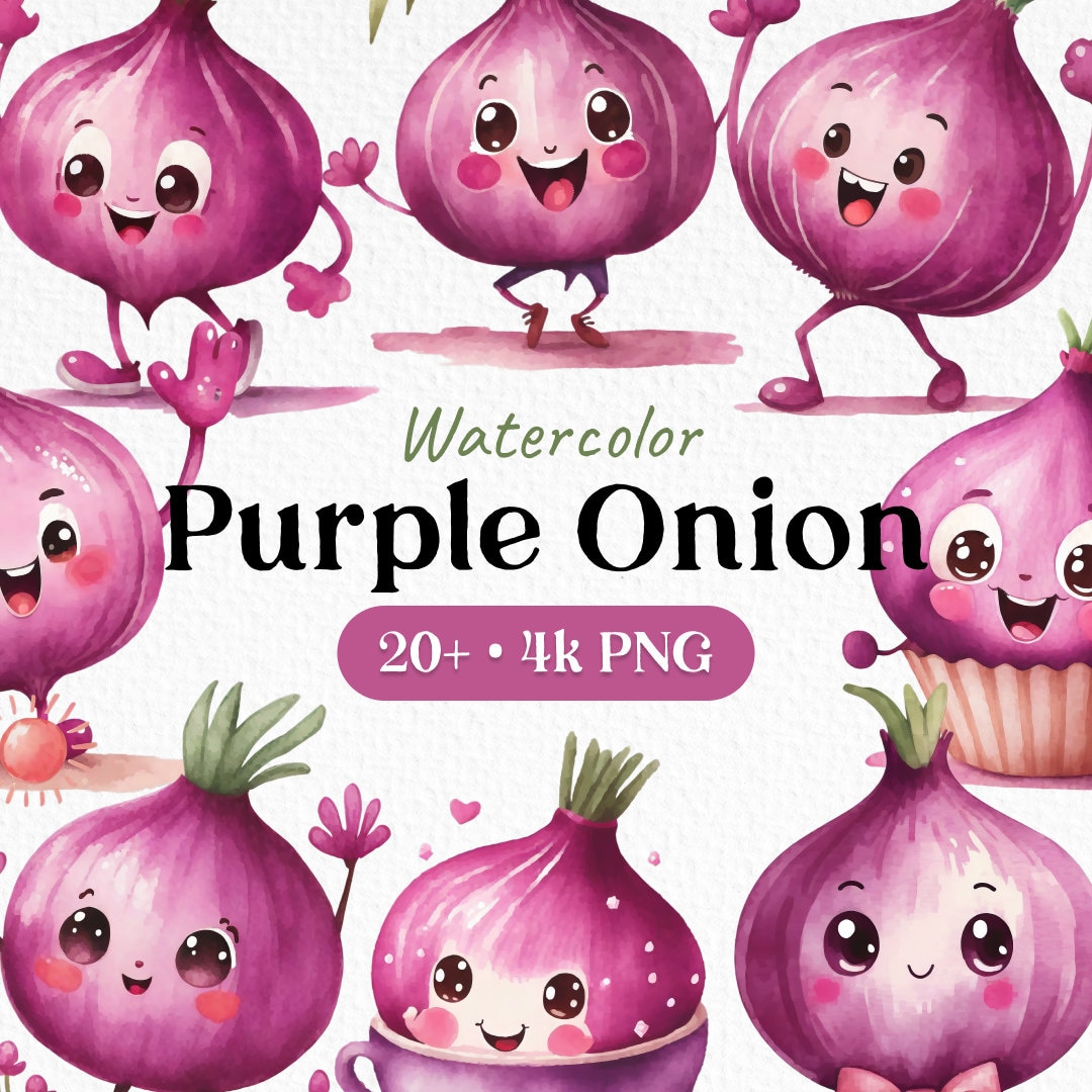Purple Onion Clipart Watercolor Onions PNG Cute Onion - Etsy
