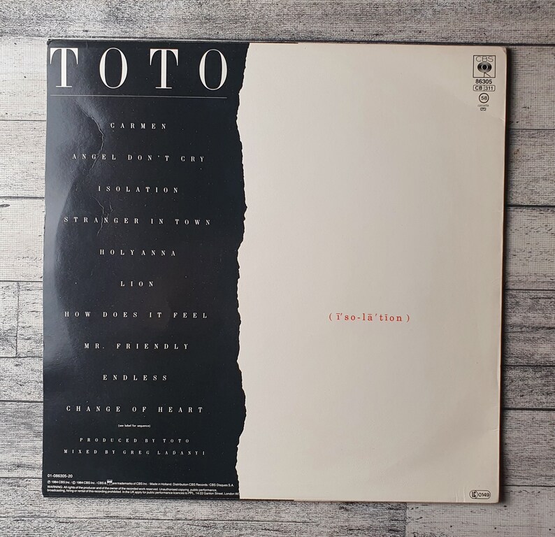 Toto Isolation 1984 VG Music Record Vinyl Album LP 12 - Etsy