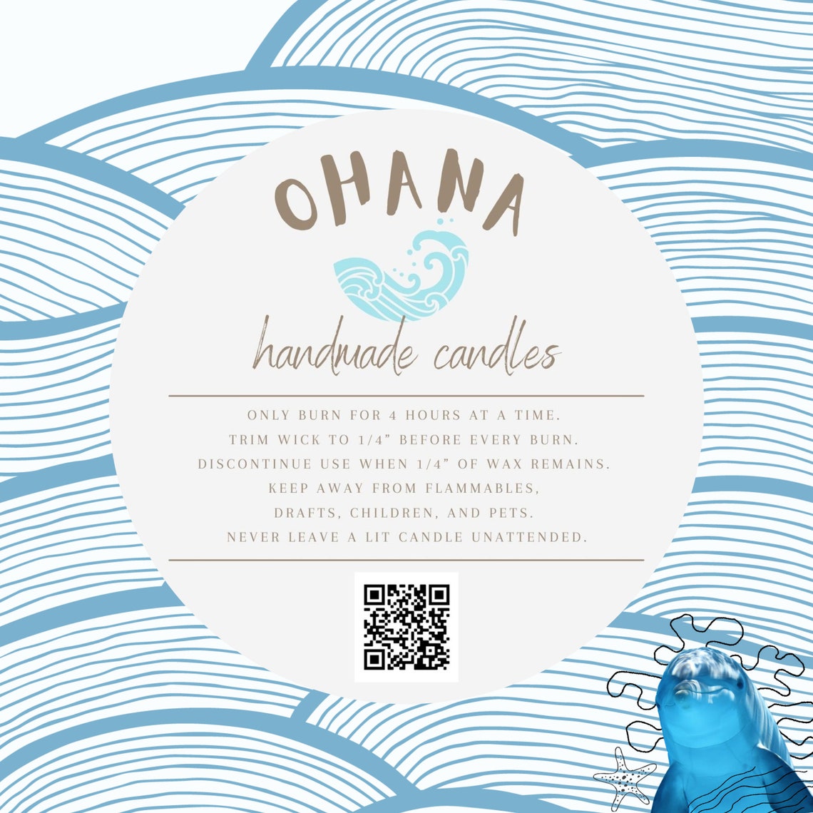 Custom Candle Warning Label Template With QR Code, Warning Label for ...