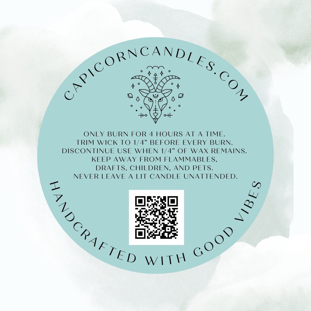 Custom Candle Warning Label Template With QR Code, Warning Label for ...