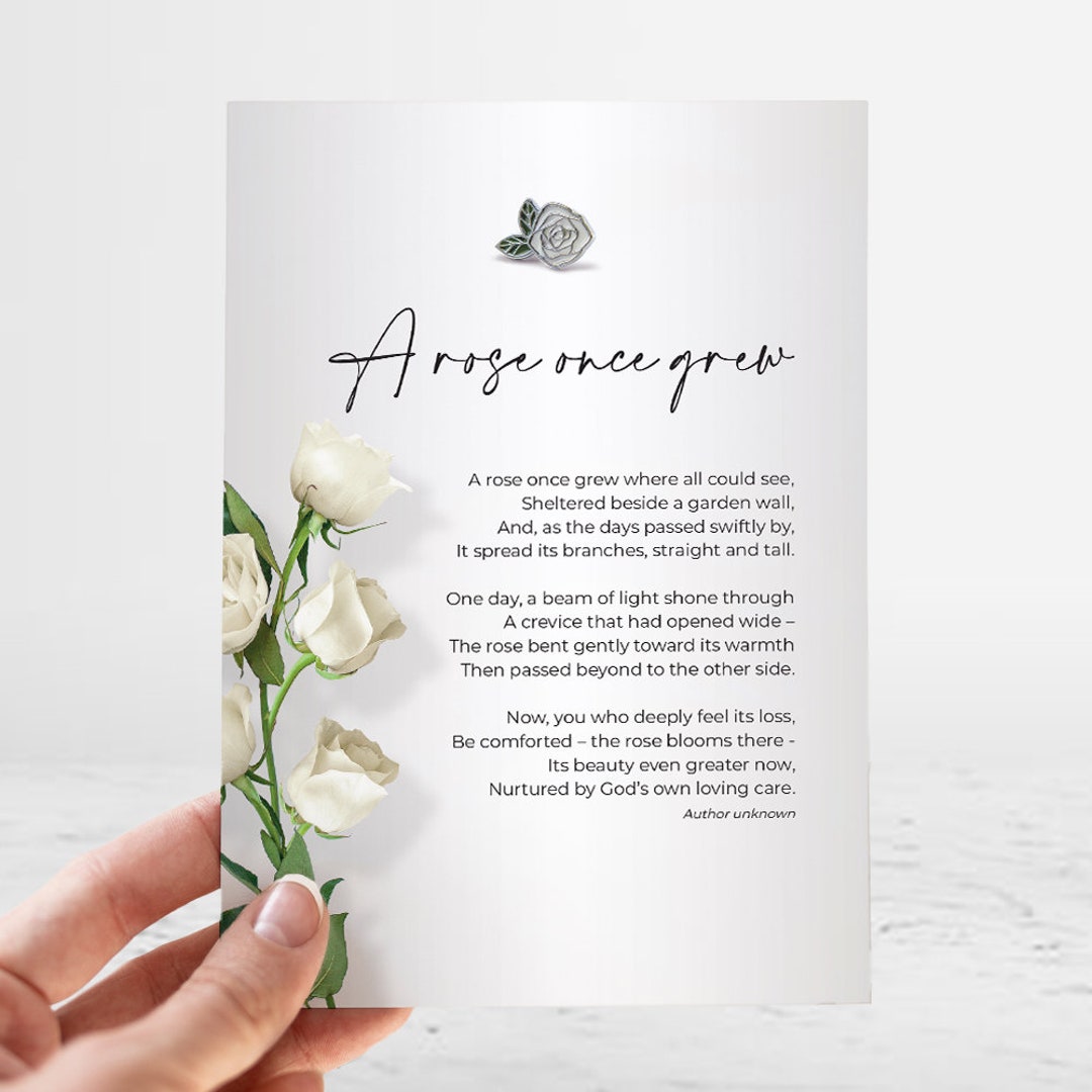 In Memory White Rose Pin and Poem Card Keepsakes, Mother's Day Memory ...