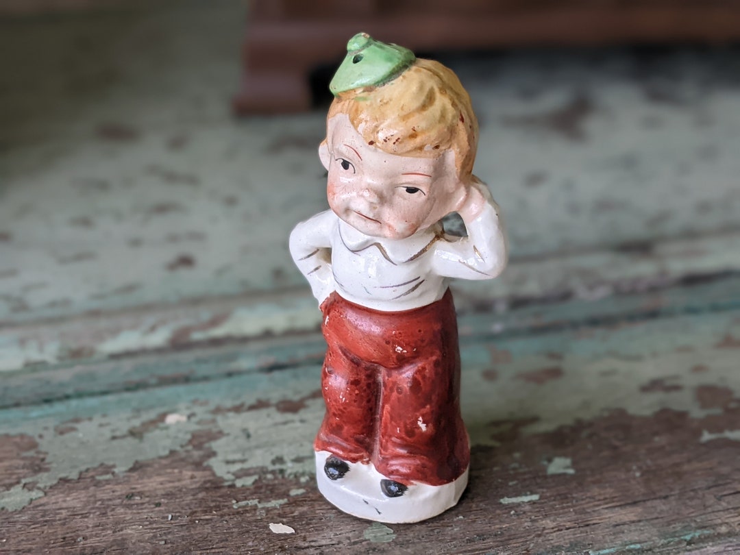 1950s Turnaround Salt Pepper Shaker Double Face Boy Grumpy Crying Japan ...