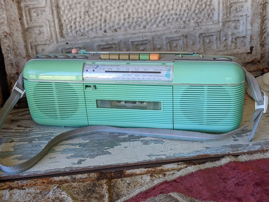 1980s Sharp AM/FM Radio Cassette Player QT-50 Teal Green - Etsy