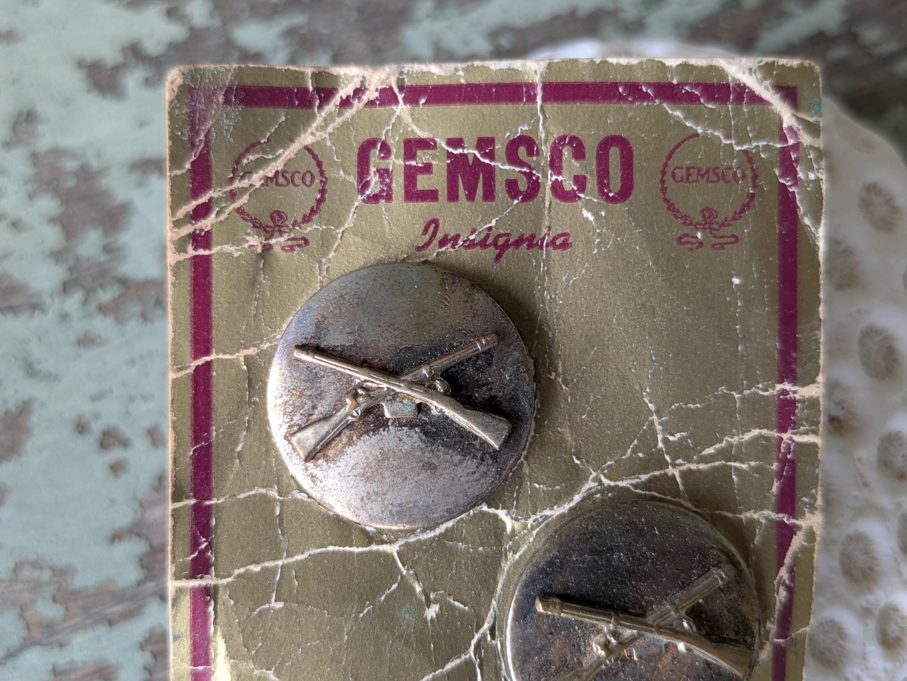 1940's Original Army Infantry Collar Discs by Gemsco - 18K Gold Finish ...