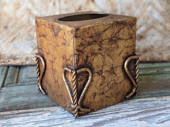 Vintage Dark Gold Tole Tissue Box Cover Gold Gilt Finish Amazing Vintage Decor Gifts Etsy