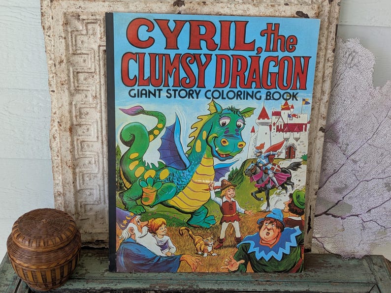 1980 Giant Coloring Story Book Cyril the Clumsy Dragon - Etsy