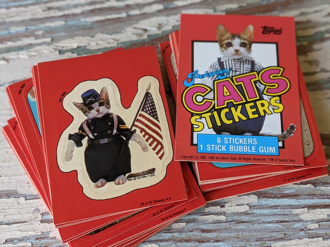1983 Perlorian Cats Stickers Complete 55 Card Photography Excellent Set ...