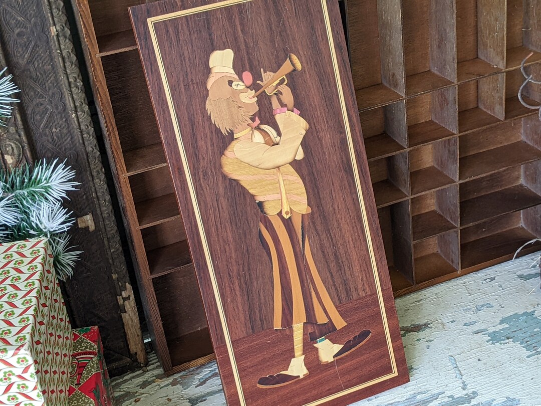 1970s Italian Circus Clown Marquetry Vintage Handmade Wall Art !! Fun ...