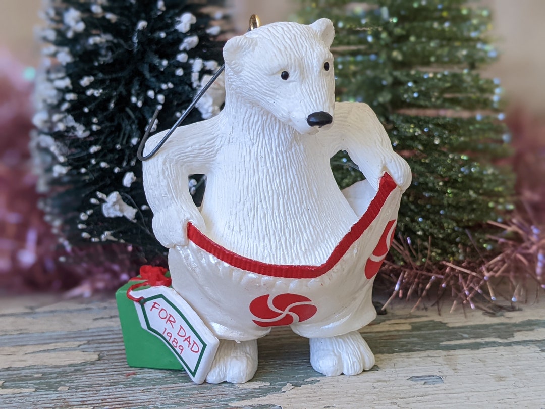 Vintage 1989 Hallmark Polar Bear Ornament, "for Dad" Keepsake - Etsy