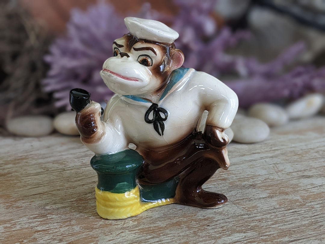 1950s Inquisitive Monkey Sailor Pier Pipe Made in Japan Whimsical Odd ...