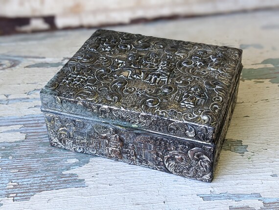 1950s Dutch Colonial Cigarette Trinket Box Sculpted R… - Gem